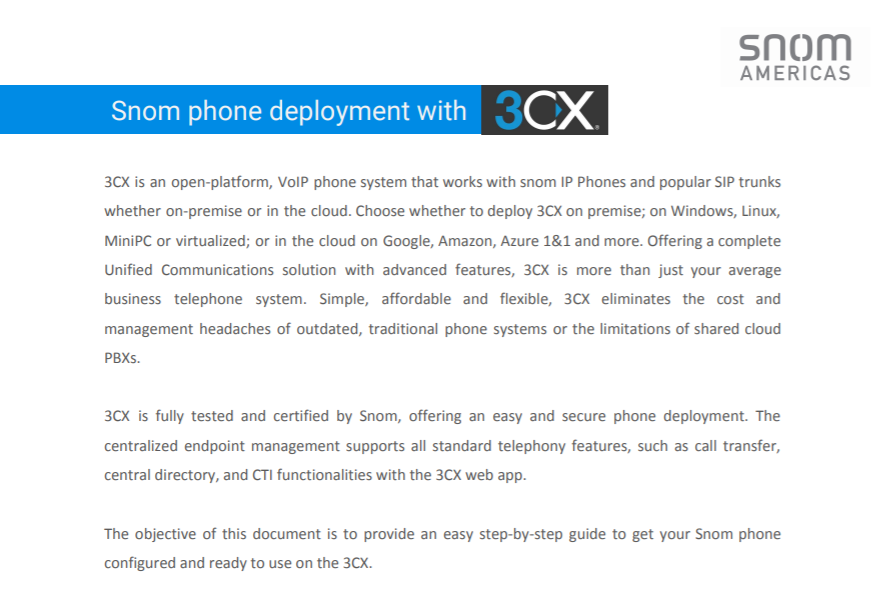 SNOM Americas Phone Deployment with 3CX